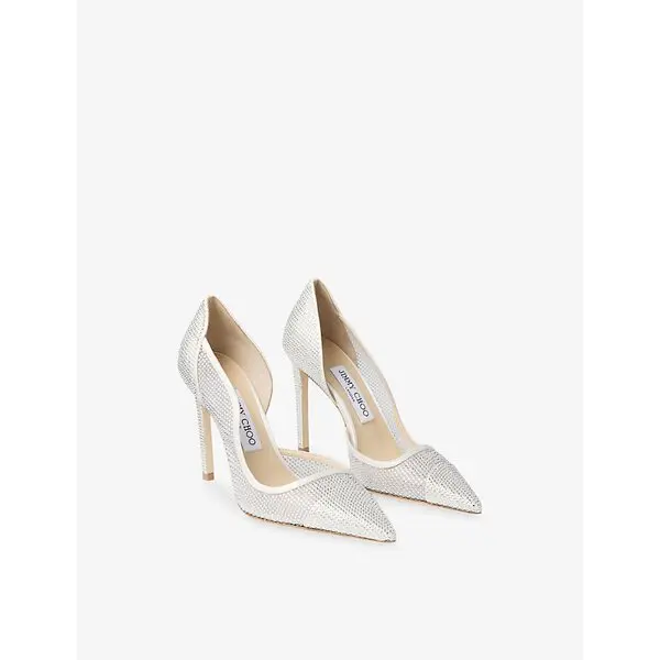 JIMMY CHOO Brigitte 100 Crystal Mesh Heeled Courts