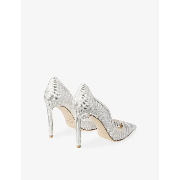 JIMMY CHOO Brigitte 100 Crystal Mesh Heeled Courts