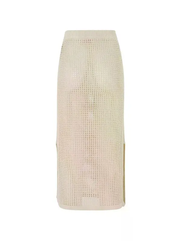 MC2 SAINT BARTH Darline Crochet-knit Midi Skirt - Neutrals