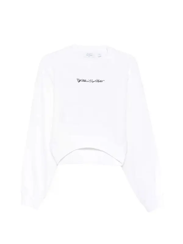 Off-White Cropped Sweater With Arrows Motif - Grey