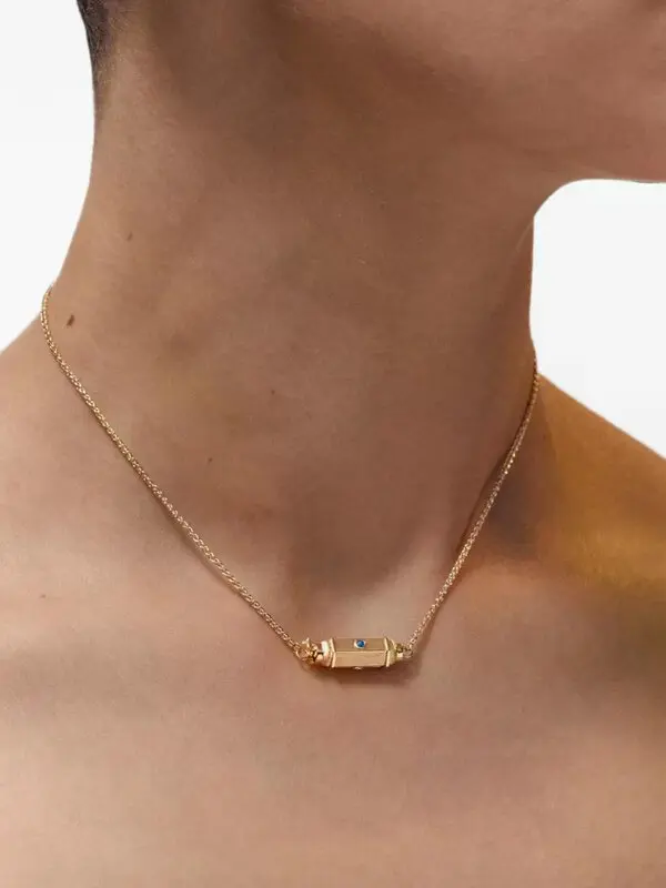MARIE LICHTENBERG Micro Coco Sapphire Locket Necklace - Gold