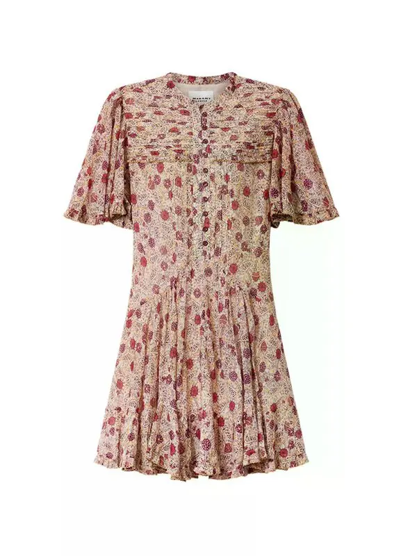 MARANT ETOILE Daynia Dress Ecru Floral Print - Neutrals
