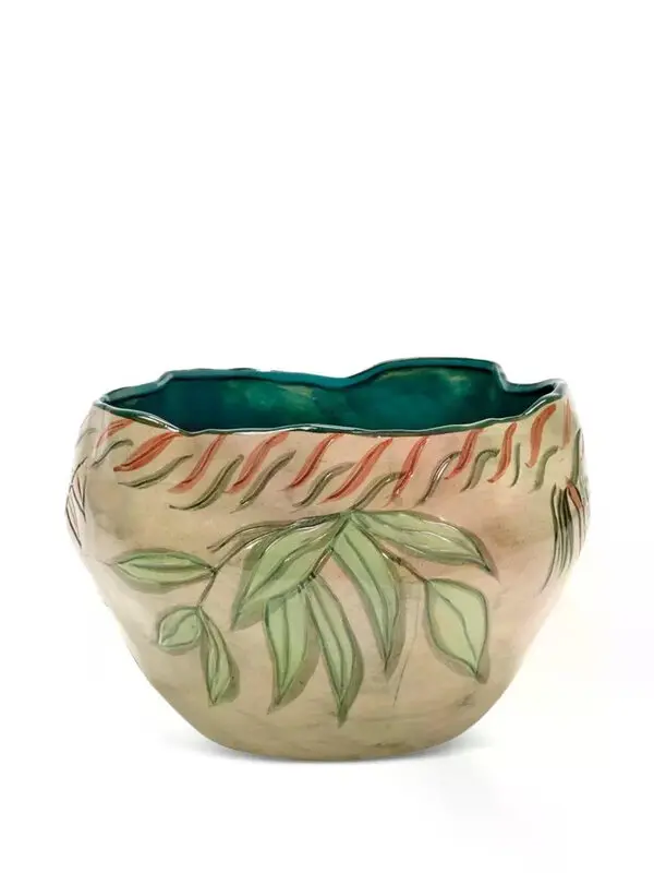 SERAX Leaf-print Irregular-rim Flower Pot - Neutrals