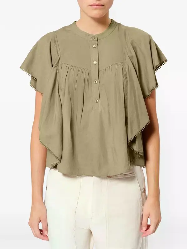 MARANT ETOILE Marlie" Top With Pom-pom Trim - Green
