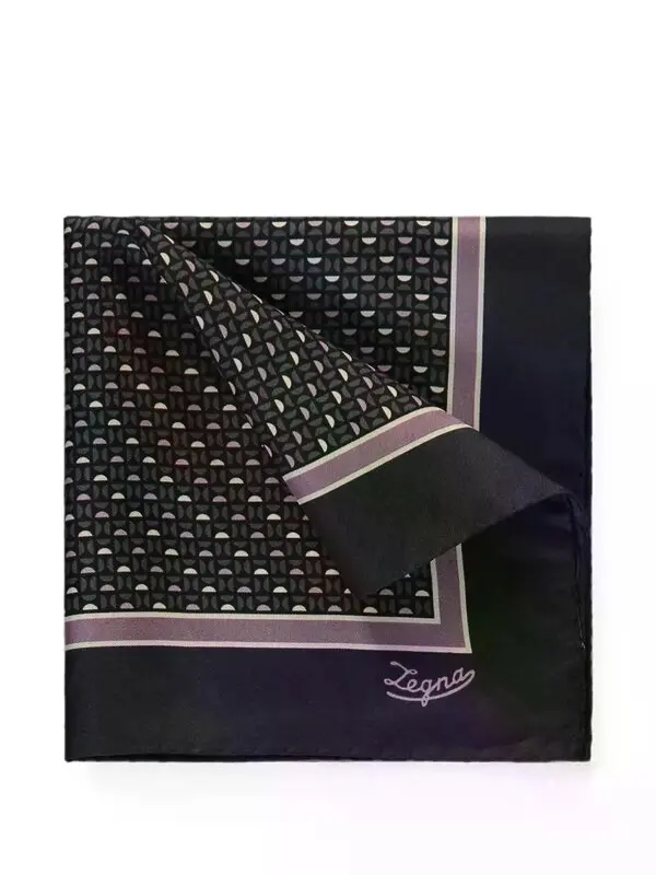 Zegna Geometric-print Silk Pocket Square