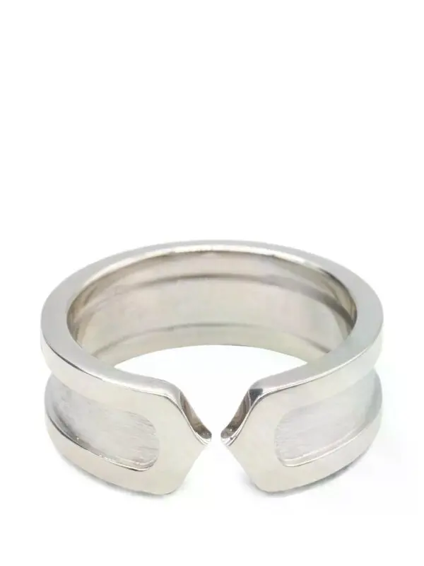 Cartier 18k White Gold Engraved Logo Ring