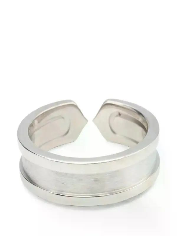 Cartier 18k White Gold Engraved Logo Ring
