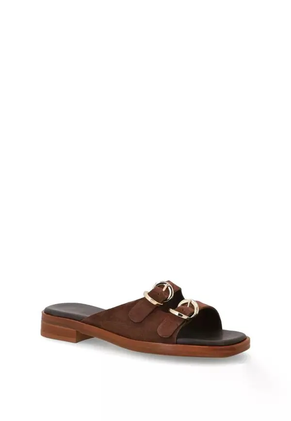 FRAU Double-buckle Suede Sliders