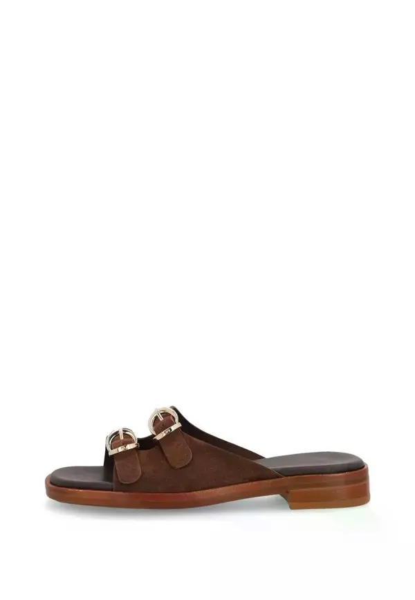 FRAU Double-buckle Suede Sliders
