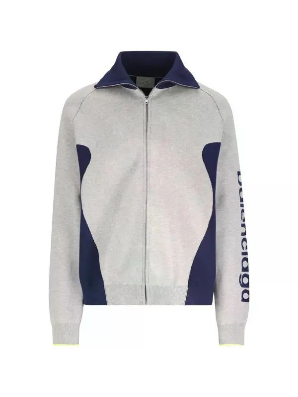 Balenciaga Jacquard Knit Color-block Jacket - Grey