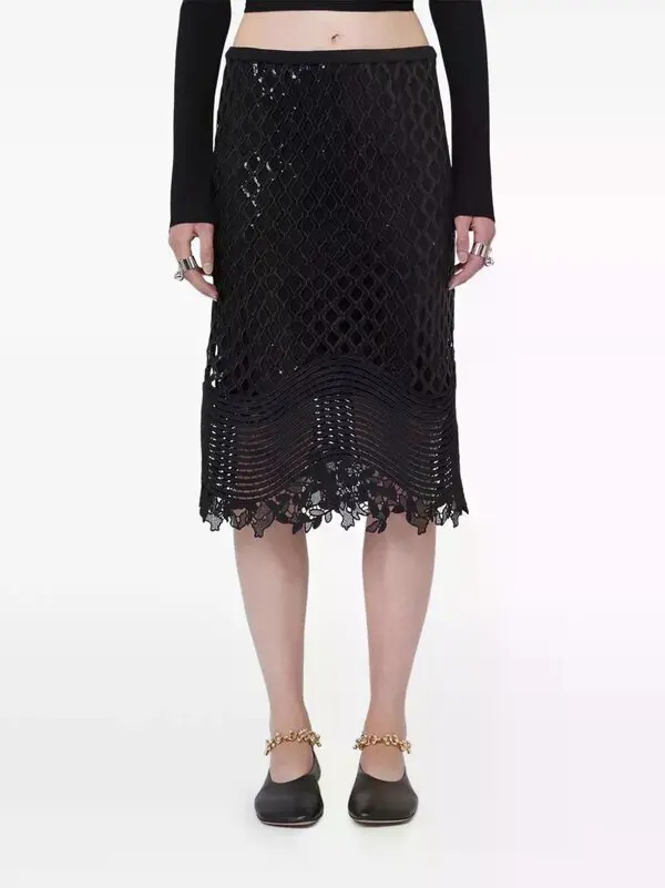 Max Mara Open-knit Sequin Embellished Skirt