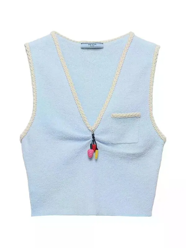 Prada Cotton Bouclé Cropped Top - Blue