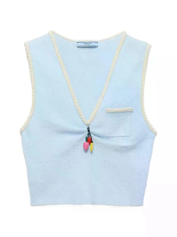 Prada Cotton Bouclé Cropped Top - Blue