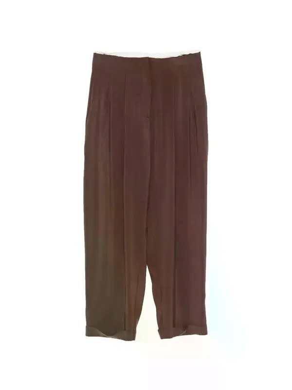 VICOLO Pleated Turn-up Trousers - Brown