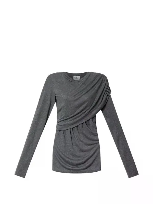 MARANT ETOILE Asymmetric Draped Panel Jersey Top - Grey