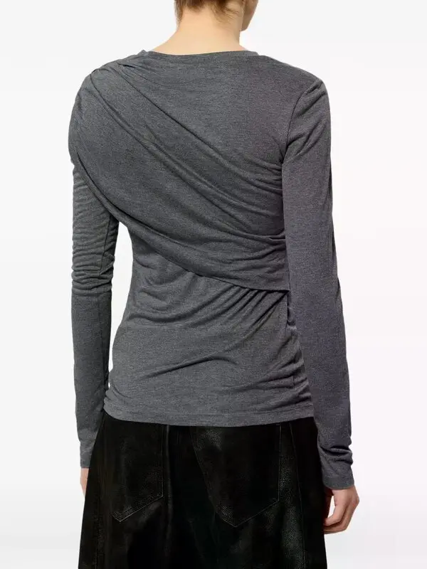 MARANT ETOILE Asymmetric Draped Panel Jersey Top - Grey