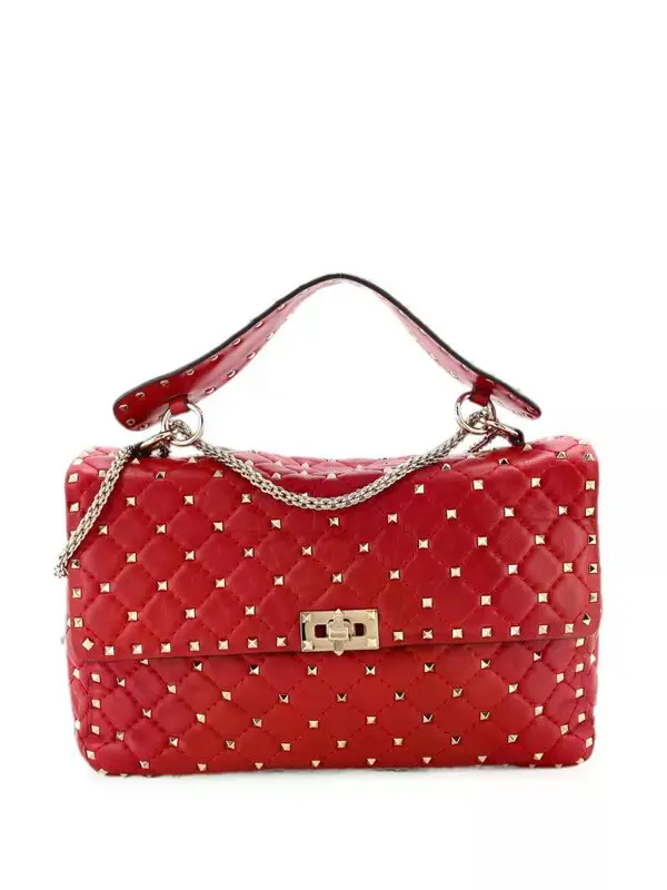 Valentino Garavani Rockstud Spike Flap Quilted Leather Shoulder Bag - Red
