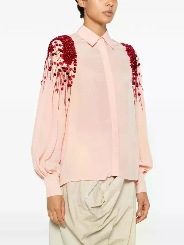 PSOPHIA Sequin Embellished Bead Fringe Shirt