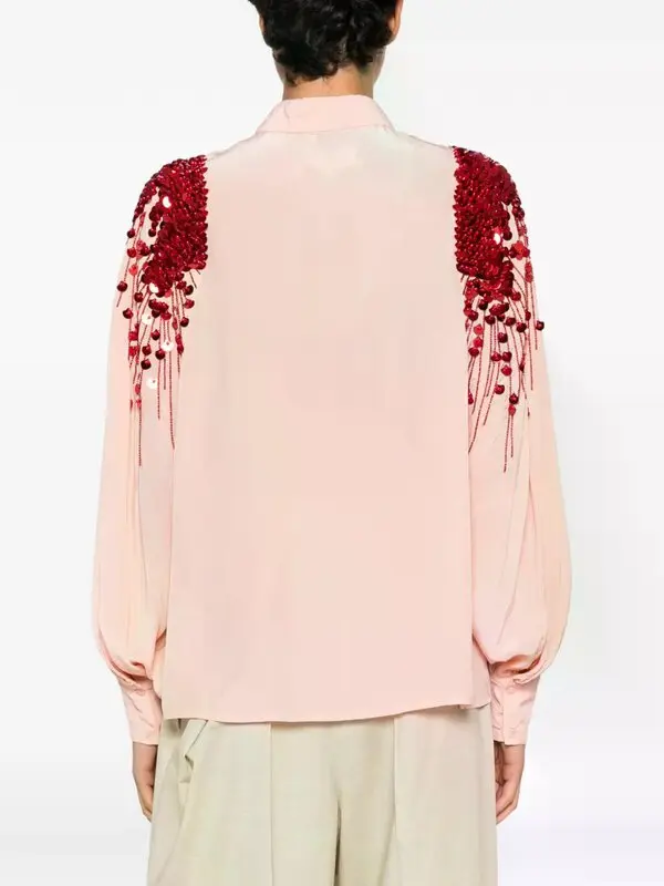 PSOPHIA Sequin Embellished Bead Fringe Shirt