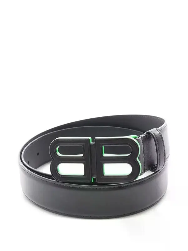 Balenciaga Bb Logo Buckle Belt - Black