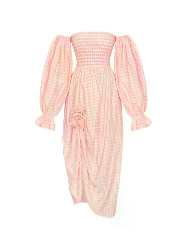 Sleeper Atlanta Off-shoulder Midi Dress - Pink