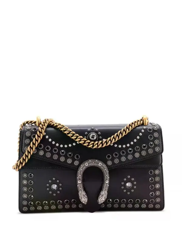 Gucci Dionysus Studded Leather Small Shoulder Bag - Black