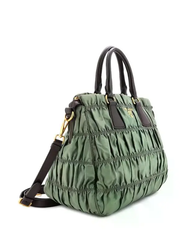 Prada Gaufre Convertible Leather And Tessuto Large Tote Bag