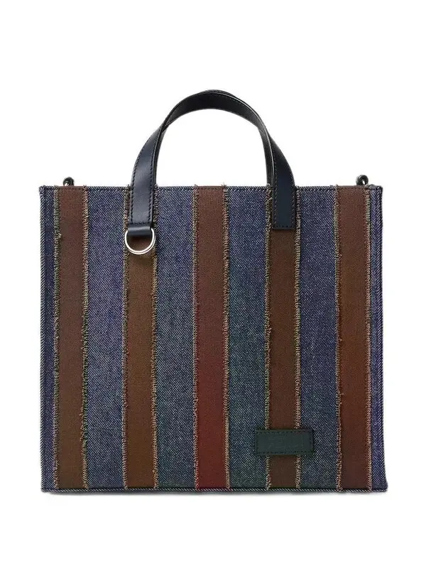 Fendi Pequin Stripe Tote Bag - Blue