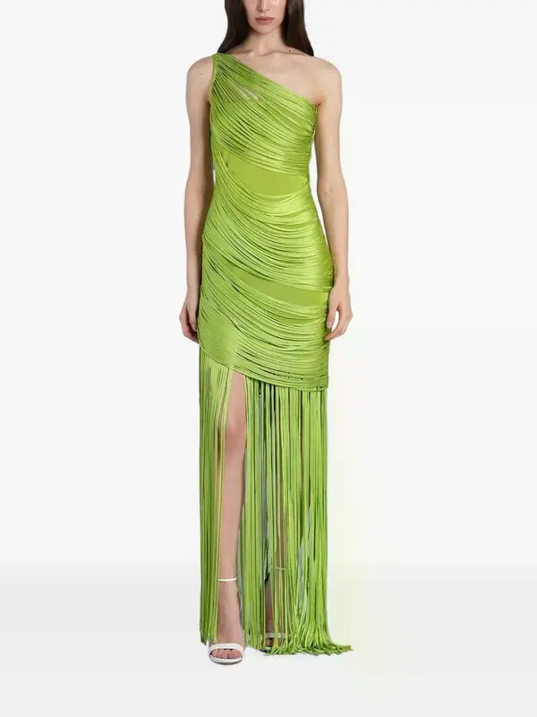 David Koma One-shoulder Fringed Maxi Dress