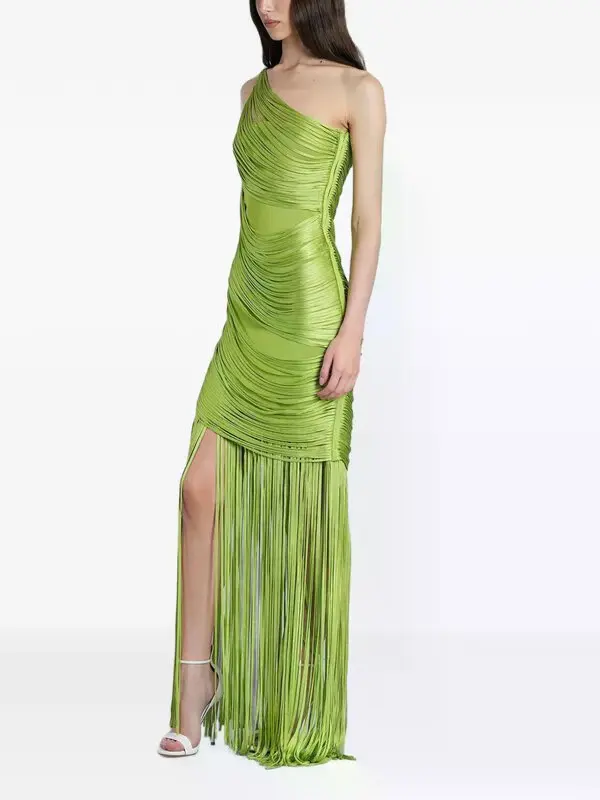 David Koma One-shoulder Fringed Maxi Dress