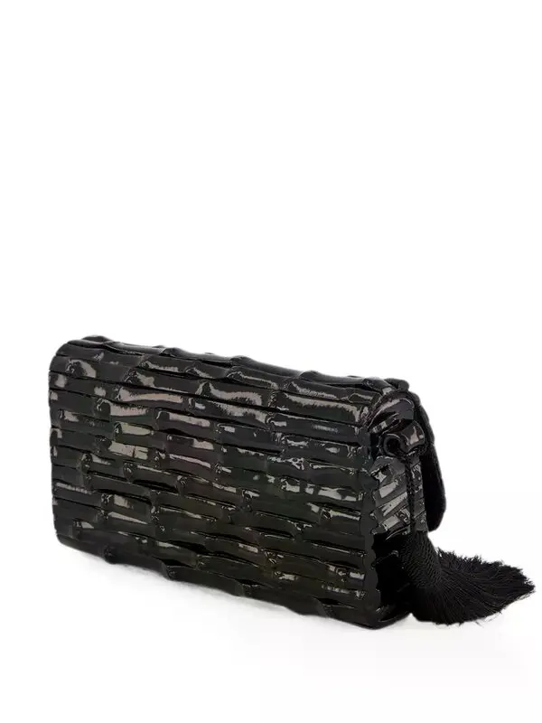 Glorinha Paranagua Gaya Lacquered Bamboo Clutch Bag - Black