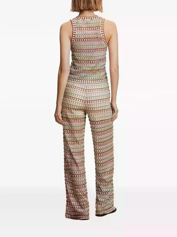 Veronica Beard Rhett Crochet Knit Tank Top - Neutrals