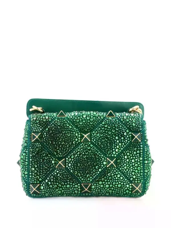 Valentino Garavani Roman Stud Flap Bag Embellished Suede Medium Shoulder Bag