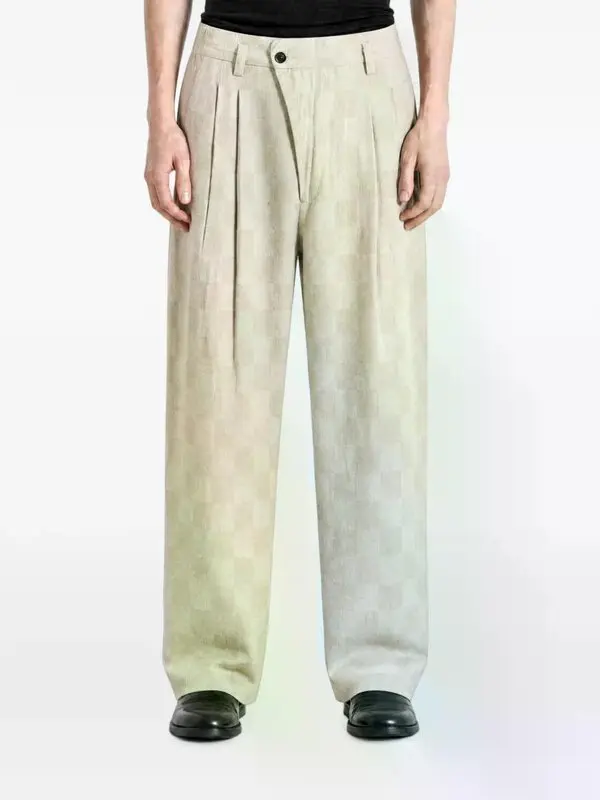 ZIGGY CHEN Check-pattern Pleated Trousers - Neutrals