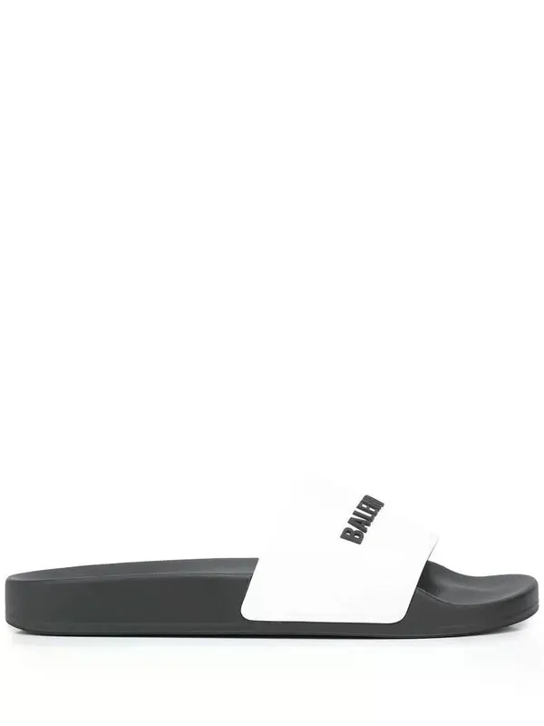 Balenciaga Logo Print Slides - White