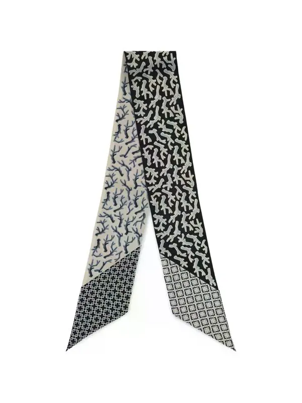 Zegna Coral-print Geometric-pattern Scarf