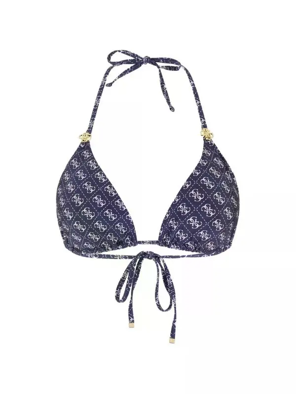 Guess 4g Logo Triangle Bikini Top - Blue