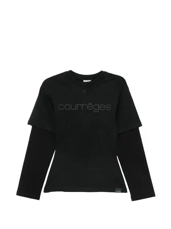 COURREGES Layered Logo-embroidered T-shirt - Grey