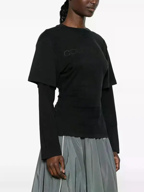 COURREGES Layered Logo-embroidered T-shirt