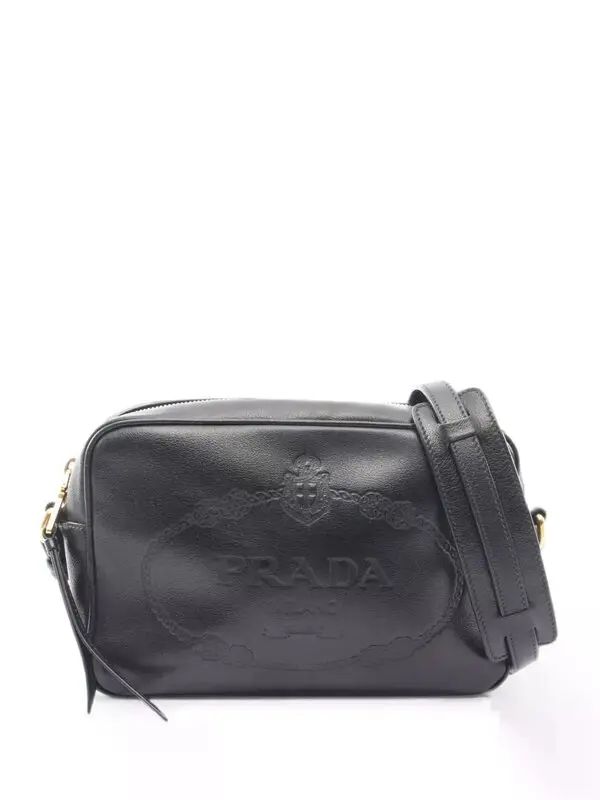 Prada Logo-embossed Shoulder Bag - Black