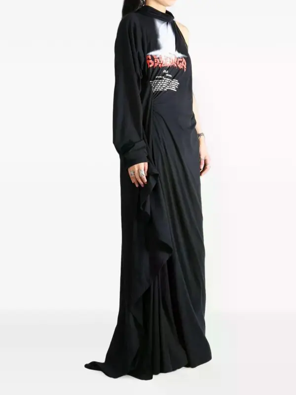 Balenciaga One-shoulder Graphic Maxi Dress