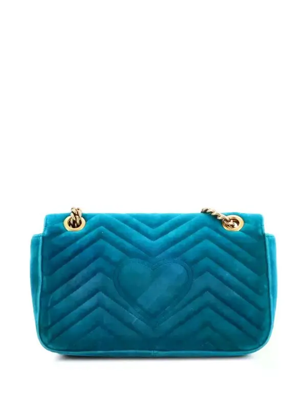Gucci Gg Marmont Matelasse Velvet Shoulder Bag - Blue