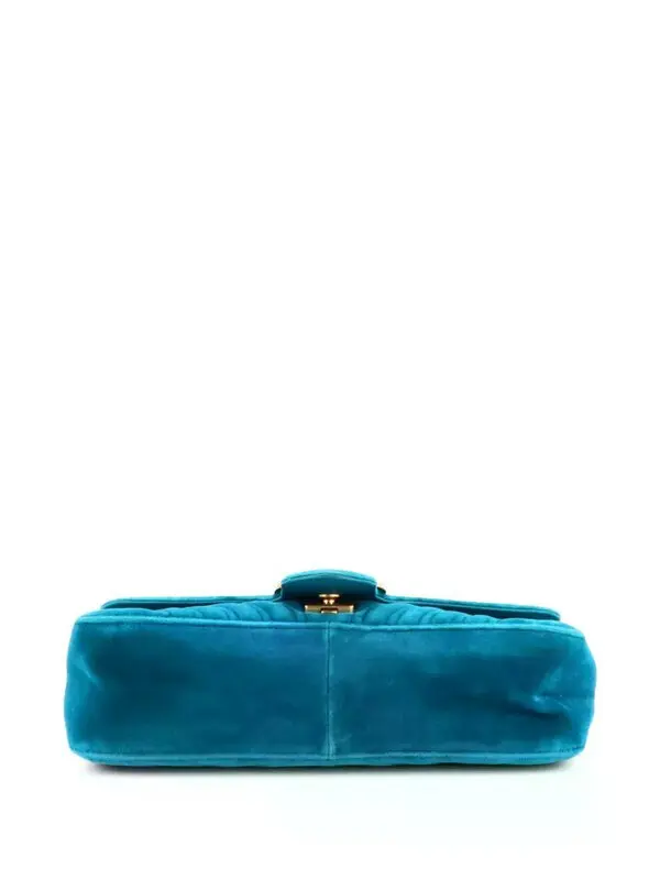 Gucci Gg Marmont Matelasse Velvet Shoulder Bag - Blue