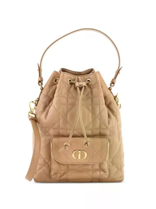 Dior Caro Quilted Leather Small Bucket Bag - Neutrals