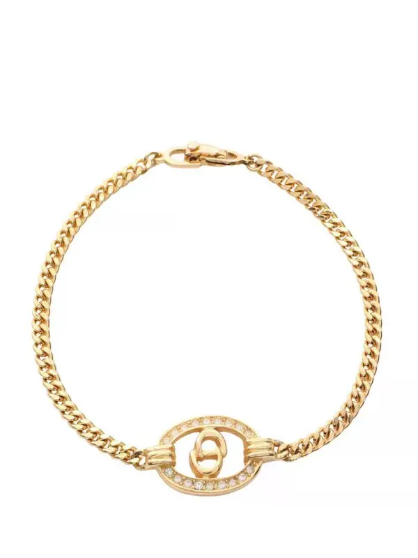 Dior Plated Cd Strass Bracelet - Gold