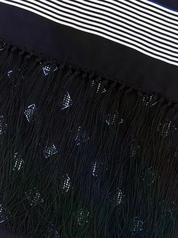 BODE Foyer Diamond Fringed Scarf - Blue