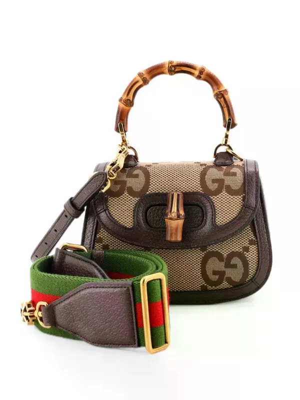 Gucci Bamboo 1947 Jumbo Gg Canvas Mini Crossbody Bag - Brown