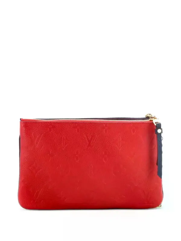 LOUIS VUITTON Double Zip Pochette Monogram Empreinte Leather Clutch Bag