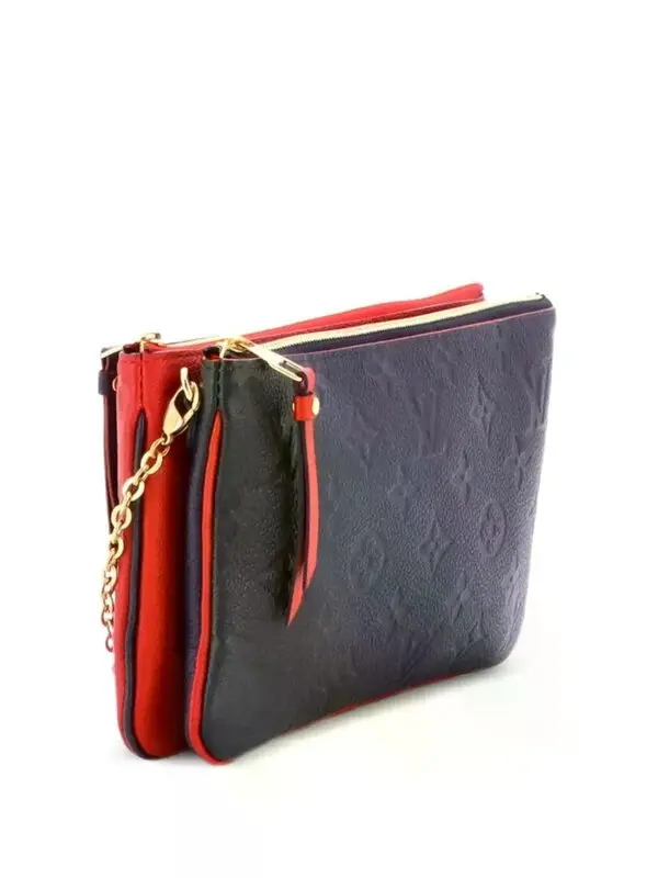 LOUIS VUITTON Double Zip Pochette Monogram Empreinte Leather Clutch Bag