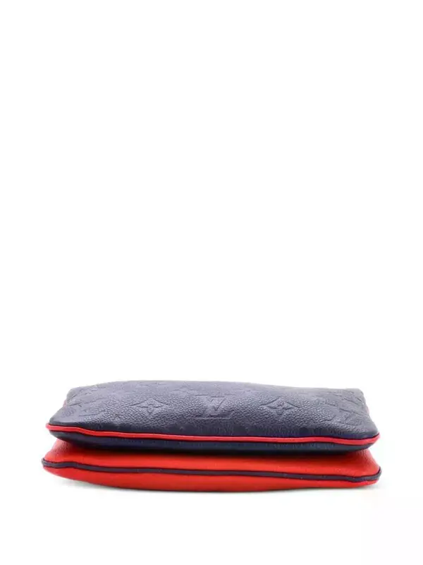 LOUIS VUITTON Double Zip Pochette Monogram Empreinte Leather Clutch Bag